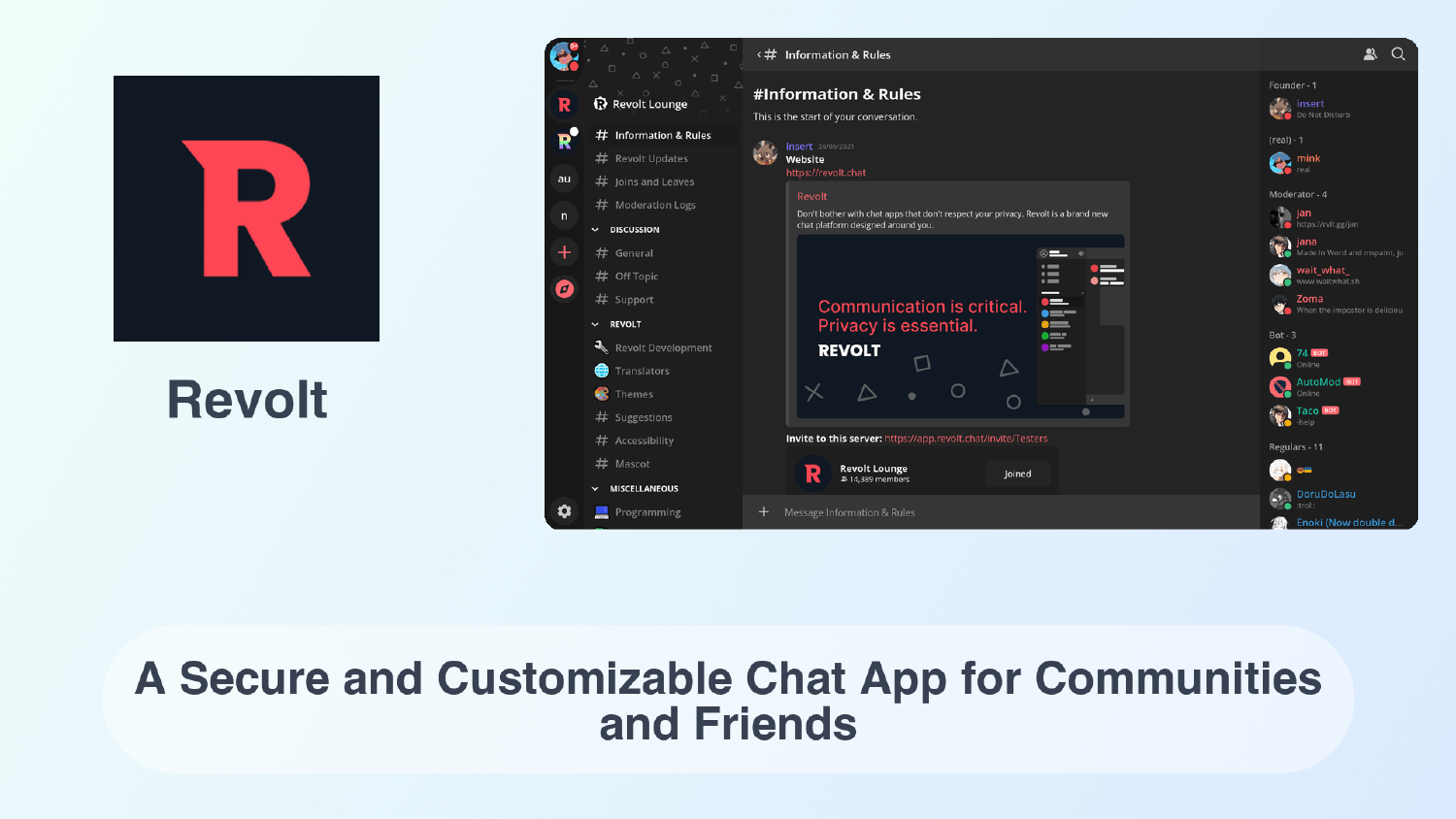 Revolt: A Secure and Customizable Chat App for Communities and Friends ...
