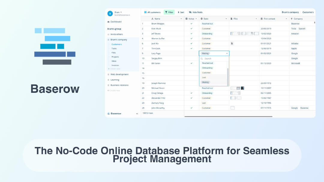 Baserow The No Code Online Database Platform For Seamless Project Management Octabyte Blog